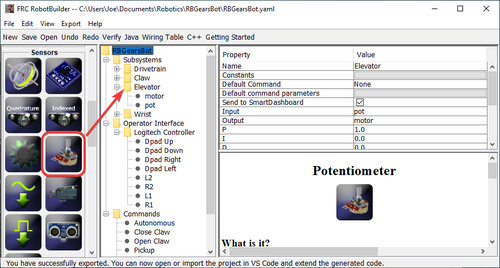 RobotBuilder User Interface — FIRST Robotics Competition documentation